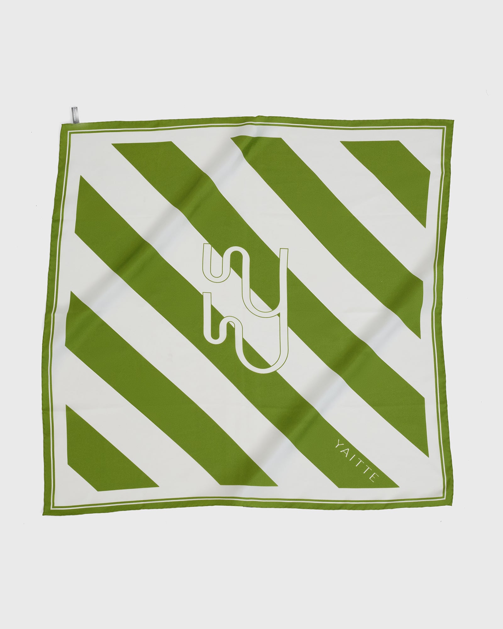 Yaitte Oceano - Exclusive Green Striped Silk Scarf