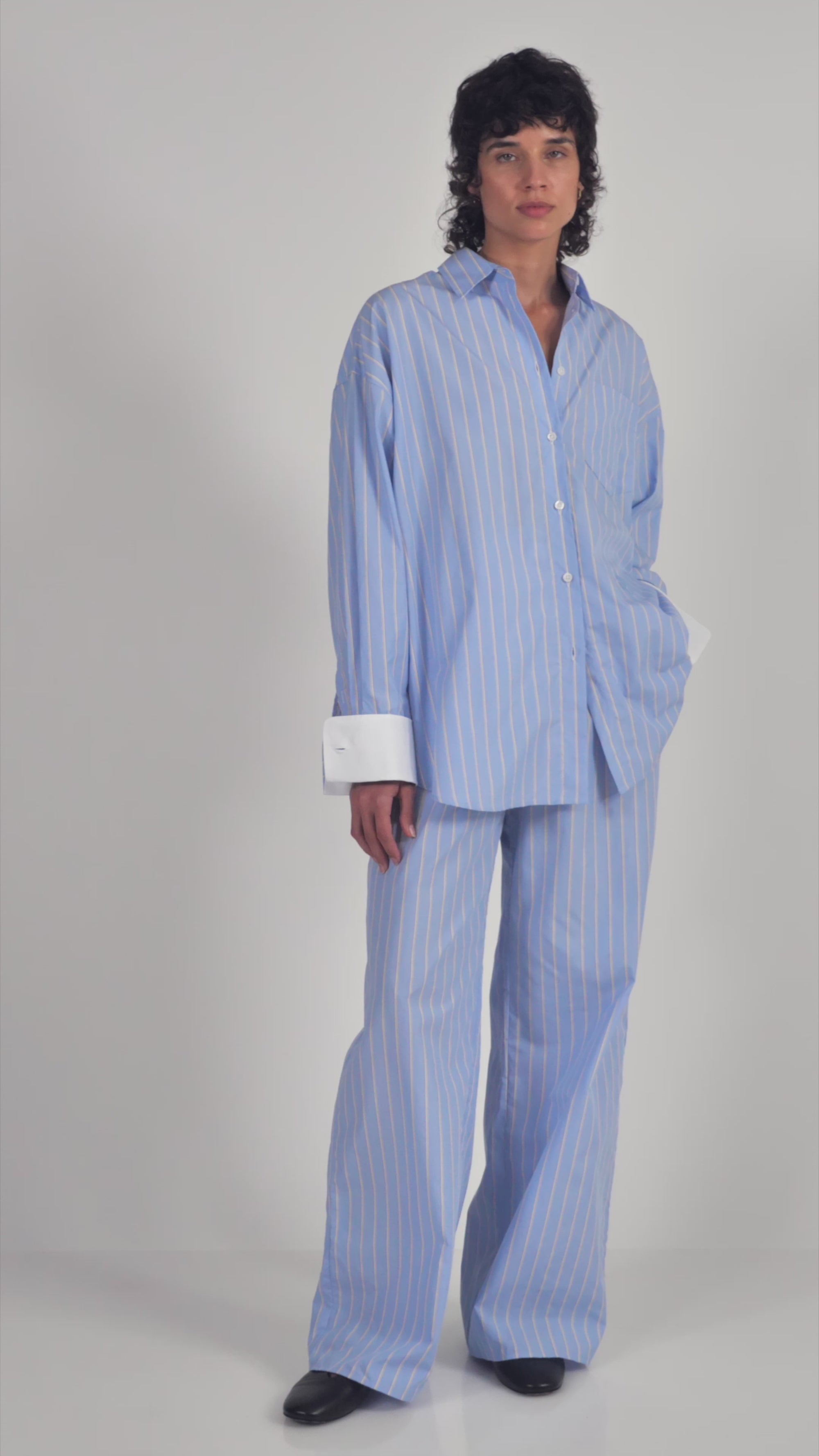 FARO - Oversized Blue Striped Shirt – Yaitte
